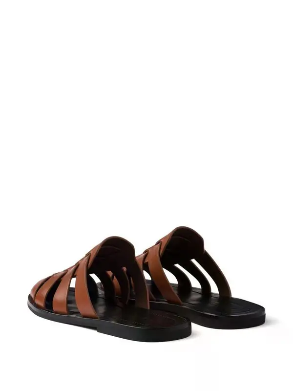 Prada Leather Fisherman Mules - Brown | Editorialist display picture 1