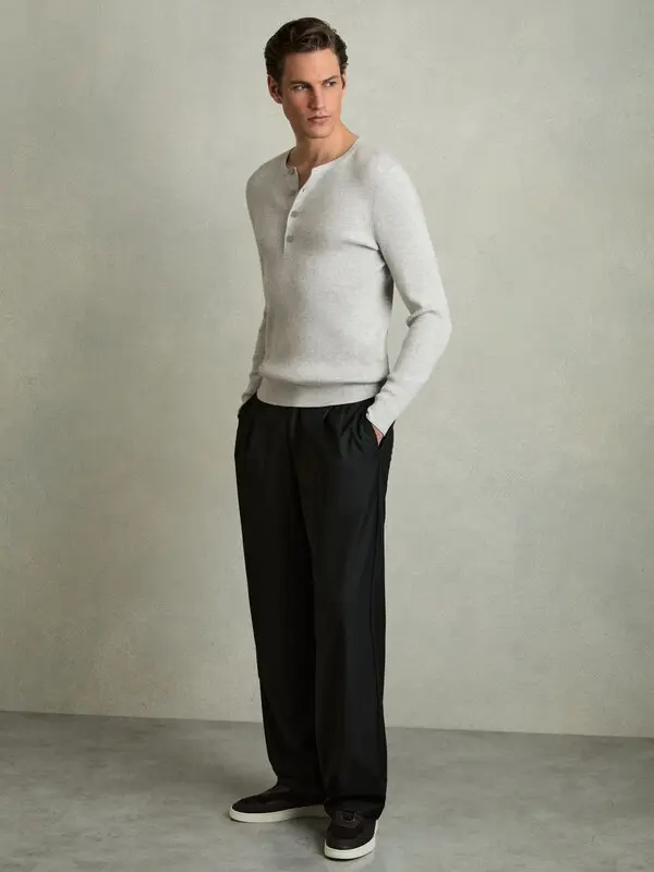 REISS Ashwell Rib Knit Henley Jumper