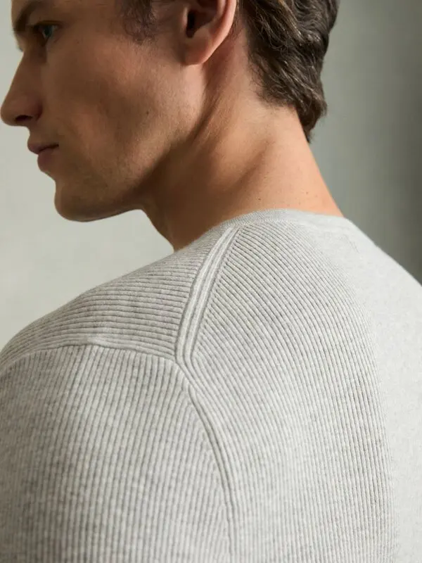 REISS Ashwell Rib Knit Henley Jumper