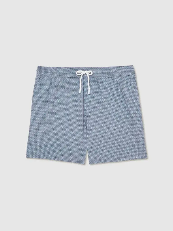 REISS Tito Drawstring Geometric Print Swim Shorts