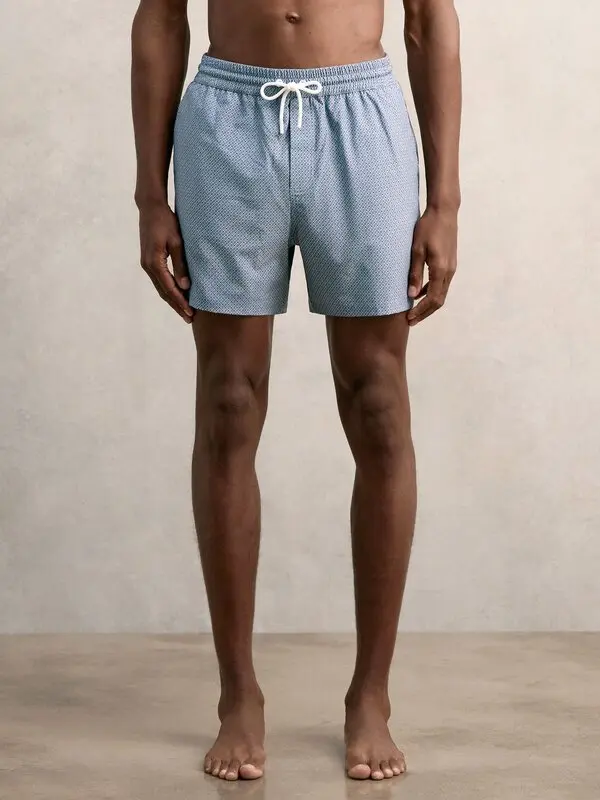 REISS Tito Drawstring Geometric Print Swim Shorts