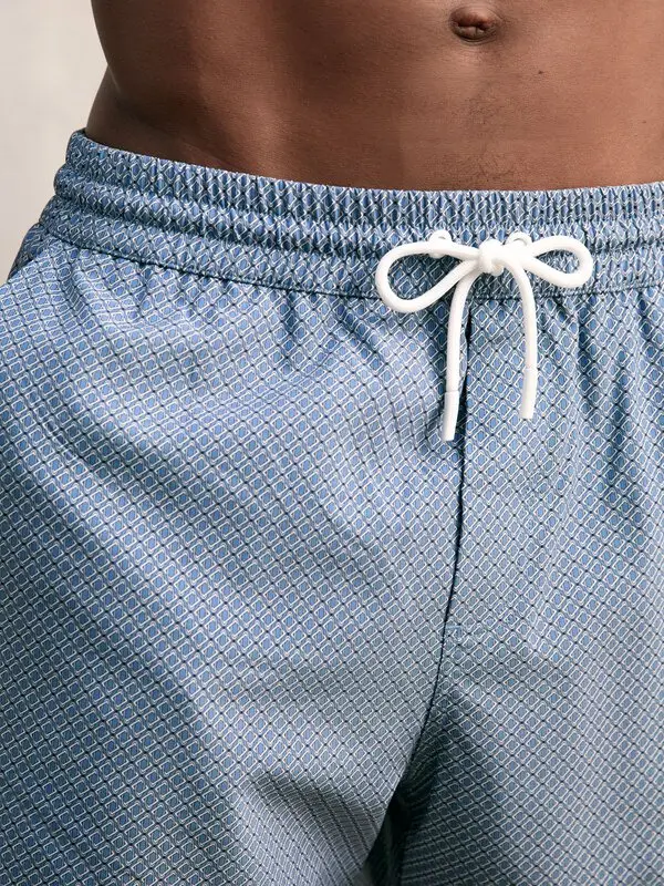 REISS Tito Drawstring Geometric Print Swim Shorts
