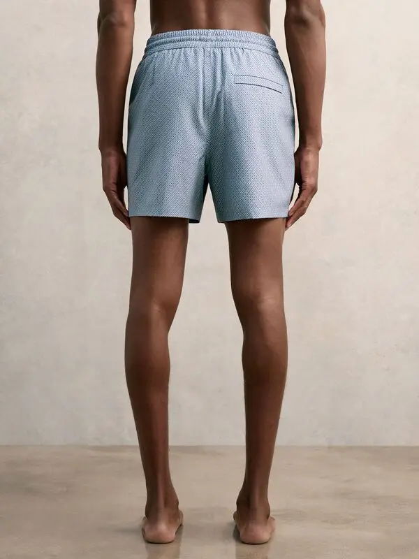 REISS Tito Drawstring Geometric Print Swim Shorts