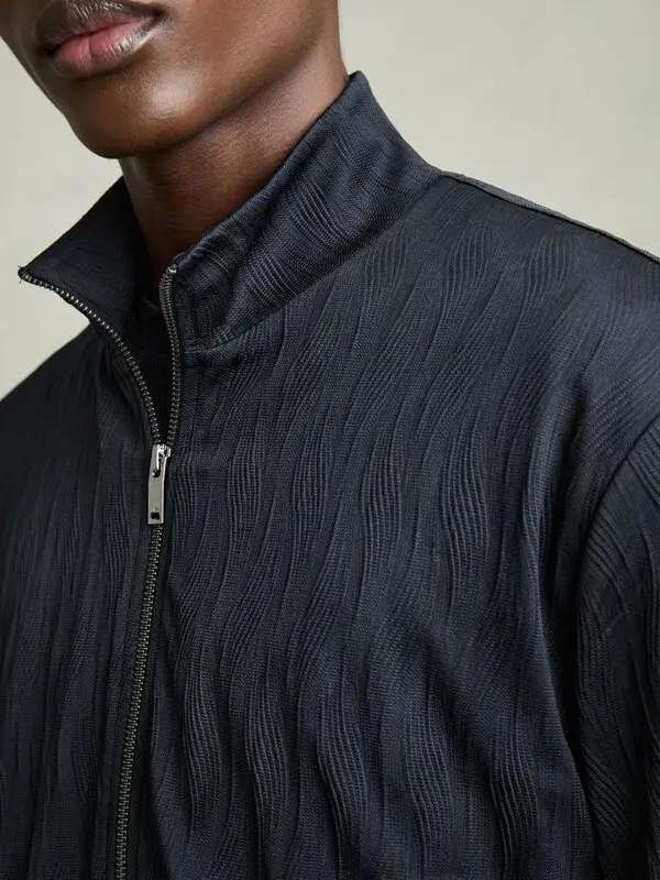 REISS Aksel Wave Jacquard Zip-through Jacket