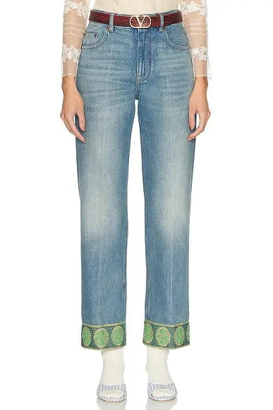 Valentino Garavani Straight Leg Jeans With Embroidered Detail