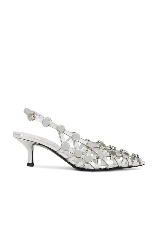 Attico Grid 50mm Slingback - Silver