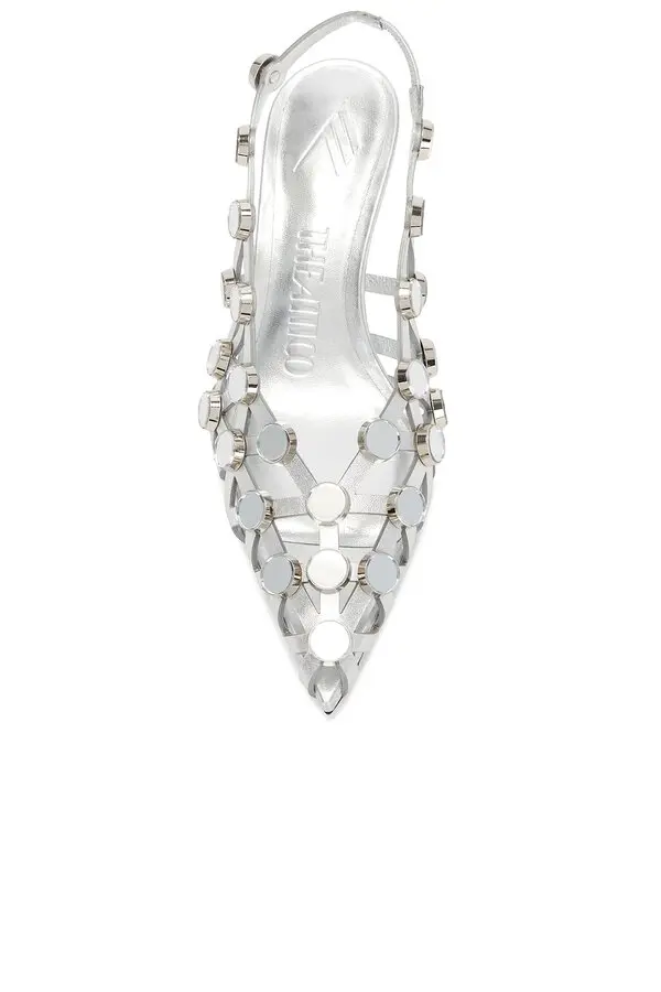 Attico Grid 50mm Slingback - Silver