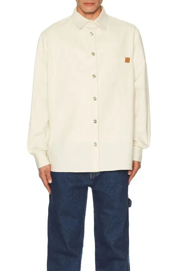 DARKPARK Serge Japanese Long Sleeve Shirt In Cream - Ecru