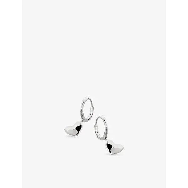 Monica Vinader Heart Drop Huggie Earrings - Silver