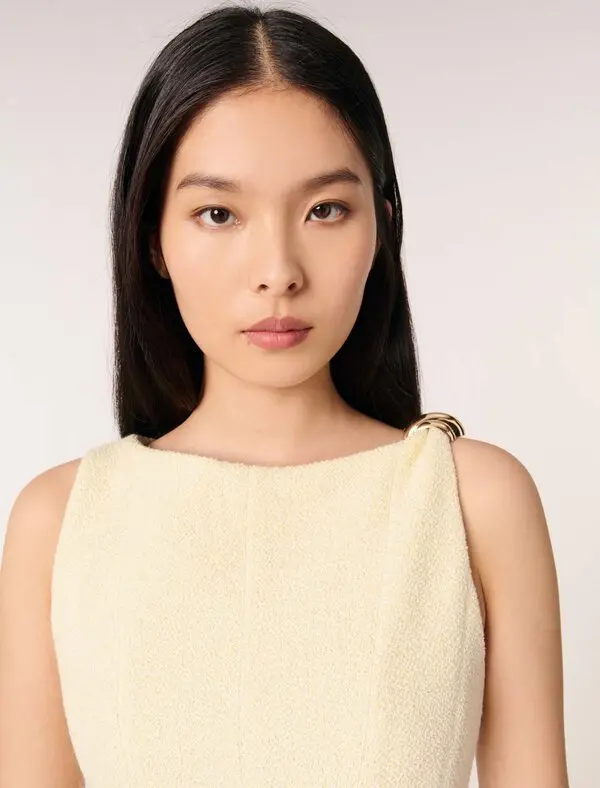 Maje Polyester Tweed Mini Dress - Yellow