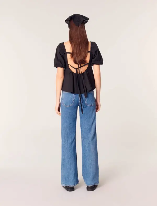 Maje Cotton Jeans With Rhinestone And Bead Embellishments