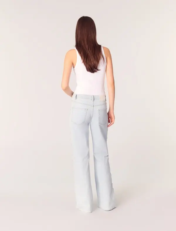 Maje Wide-leg Rhinestone Cutaway Jeans
