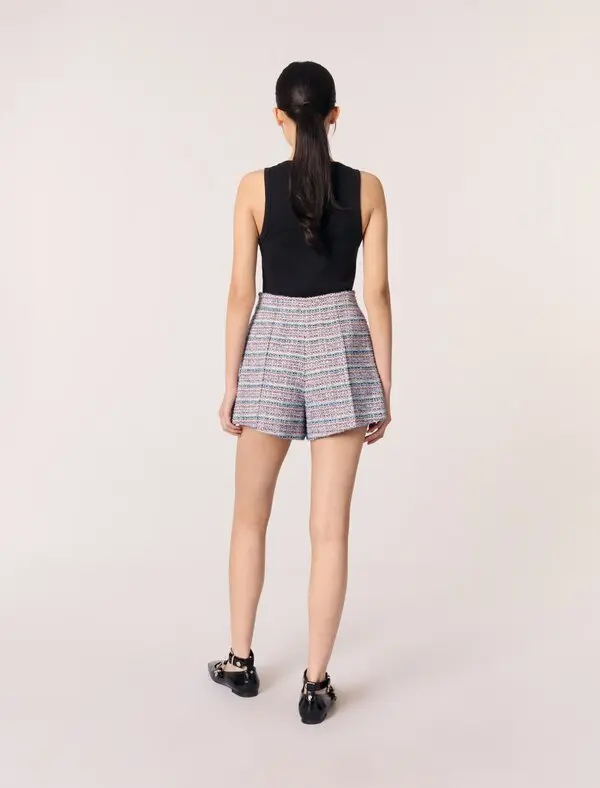 Maje Textured Tweed Shorts With Contrast Trim