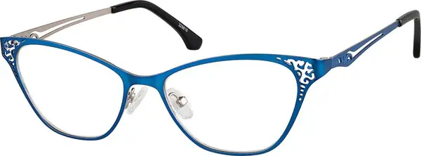 Zenni Retro Cat-eye Glasses With Stainless Steel Full Rim Frame - Blue