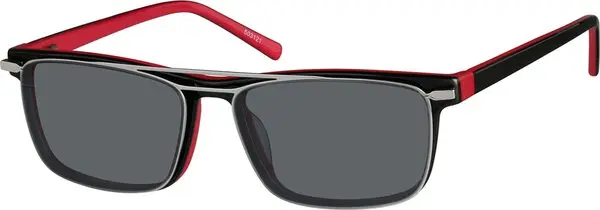 Zenni Rectangle Eyeglasses With Snap-on Sunlens - Black