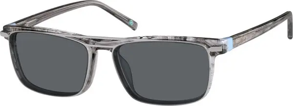 Zenni Rectangle Eyeglasses With Snap-on Sunlens - Gray