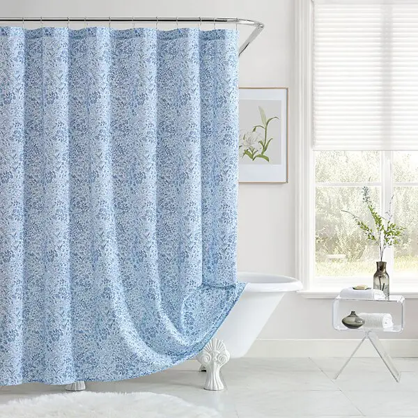 Aqua Floral Shower Curtain Exclusive - Blue