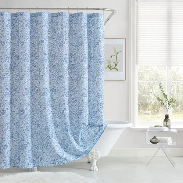 Aqua Floral Shower Curtain Exclusive