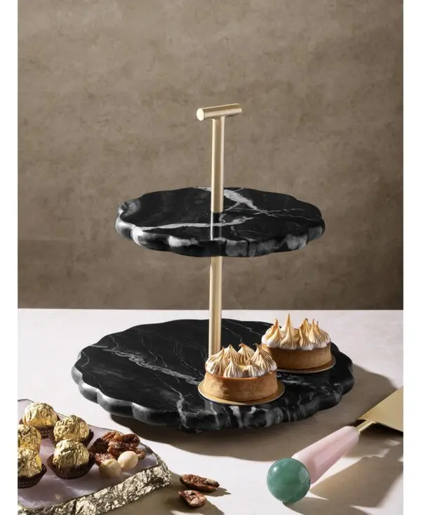GAURI KOHLI Concorde Marble Two-tier Cake Stand