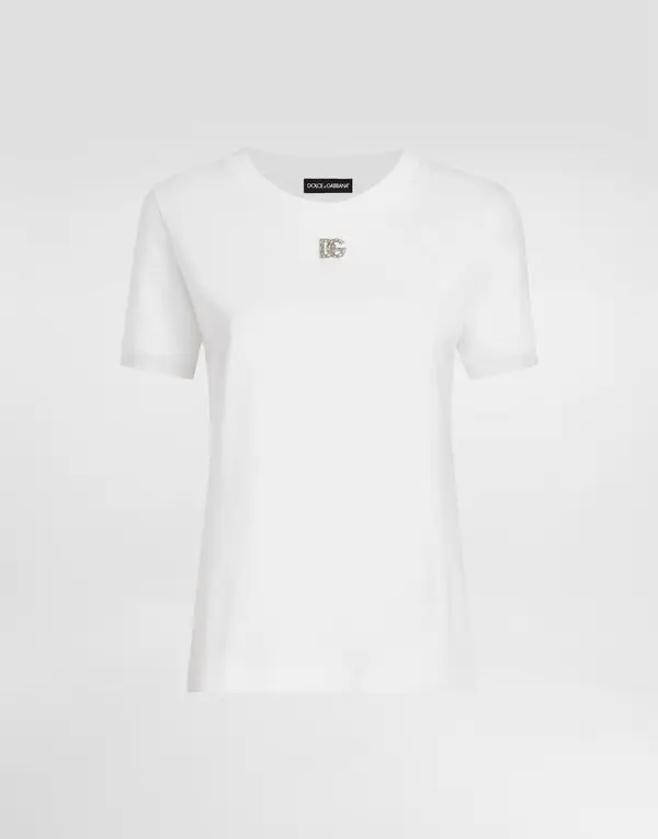 Dolce & Gabbana Crystal Dg Logo T-shirt - Black