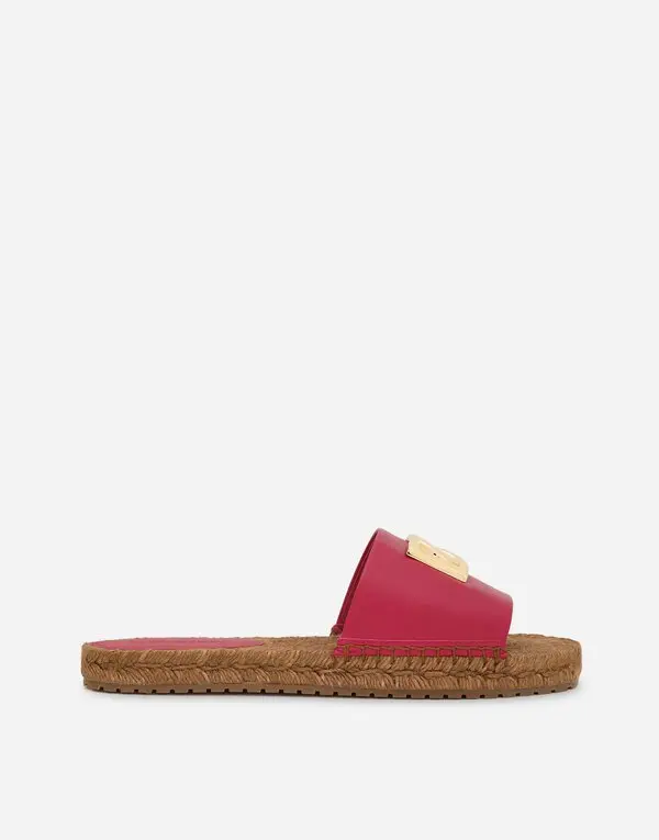 Dolce & Gabbana Nappa Leather Espadrille Sliders With Dg Logo