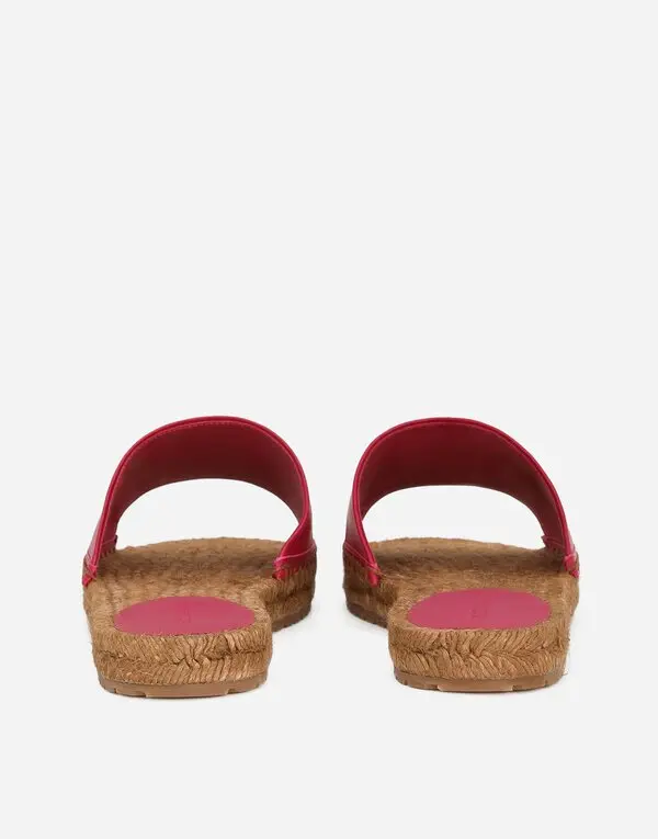 Dolce & Gabbana Nappa Leather Espadrille Sliders With Dg Logo