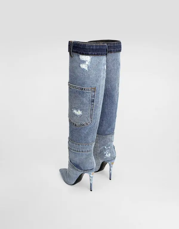 Dolce & Gabbana Patchwork Denim Boots