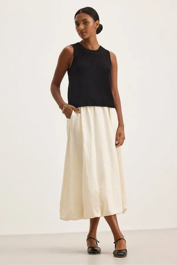 Velvet By Graham & Spencer Rachelle Linen Skirt - White