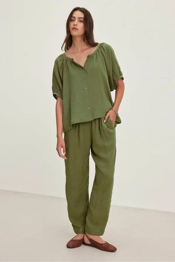 Velvet By Graham & Spencer Gini Linen Pant - Natural