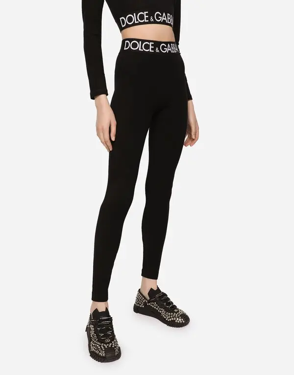 Dolce & Gabbana Jersey Leggings With Branded Elastic