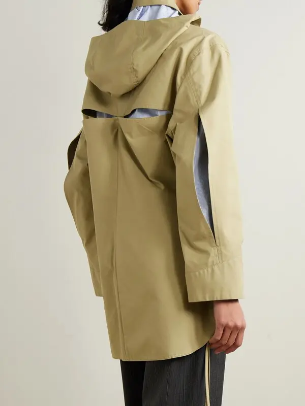 Loewe Anagram Hooded Cutout Cotton-Gabardine Jacket In Brown - 40