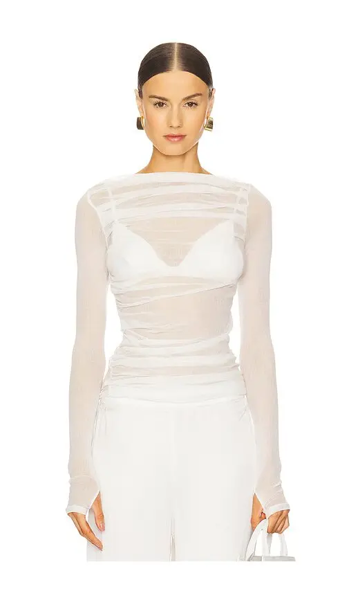 Enza Costa Draped Boatneck Top