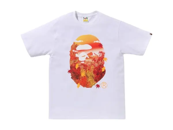 A BATHING APE Japan Autumn Photo Ape Head Tee Shirt - White