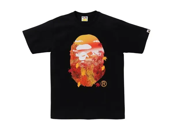 A BATHING APE Japan Autumn Photo Ape Head Tee Shirt - Black