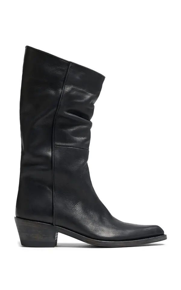 Khaite Clive Leather Boots - Black