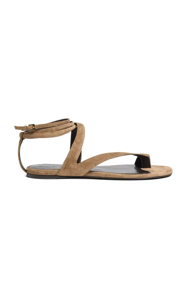 Khaite Aimee Suede Sandals - Tan