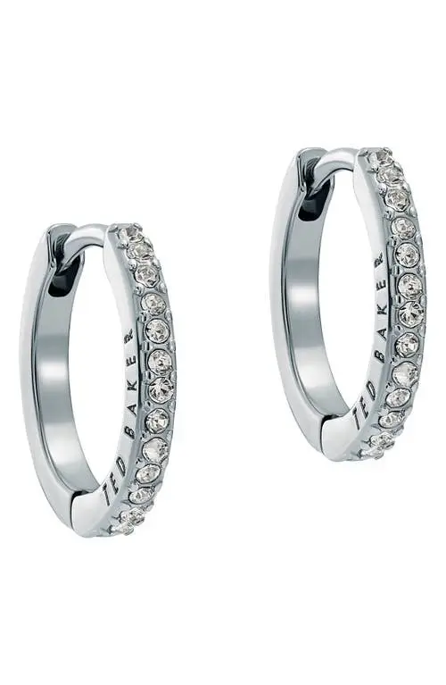 Ted Baker London Heplie Pavé Hoop Earrings - Silver Tone/ Clear Crystal