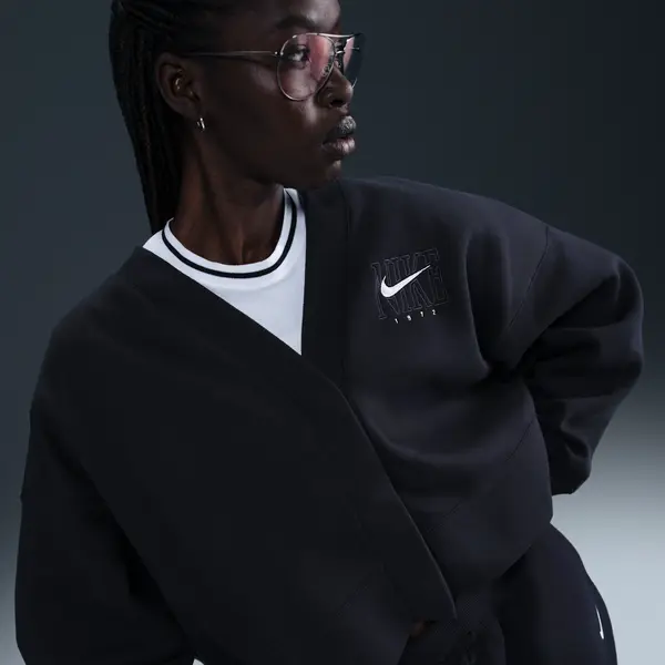 Nike Sportswear Phoenix Fleece Over-oversized Graphic Cardigan - Black