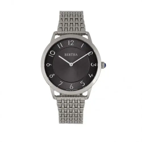 BERTHA WATCHES Abby Swiss Bracelet Watch - Silver/black