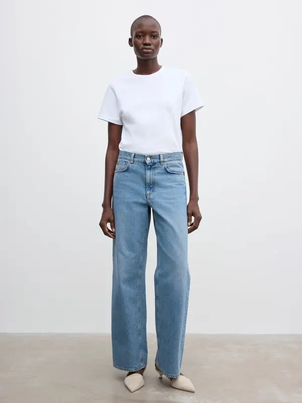 HOUSE OF DAGMAR Baggy Fit Wide Leg Denim - Light Blue
