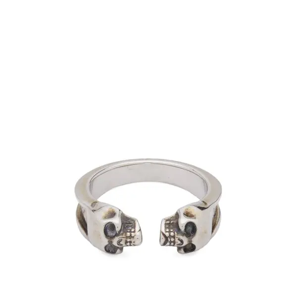 Alexander McQueen Twin Skull Ring - Antique Silver