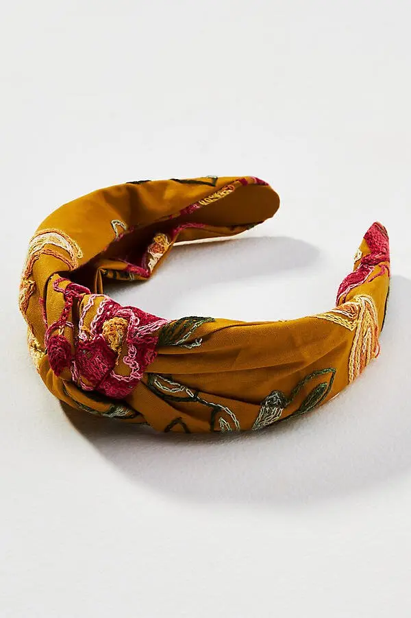 Anthropologie Everly Brocade Knot Headband In Yellow - 29 