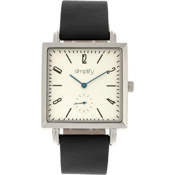 SIMPLIFY The 5000 Leather-band Watch - Black/white
