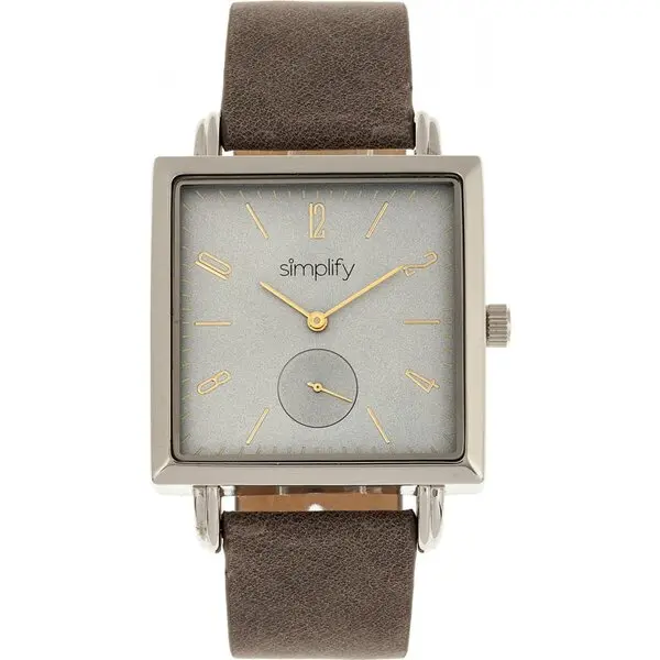 SIMPLIFY The 5000 Leather-band Watch - Charcoal/grey