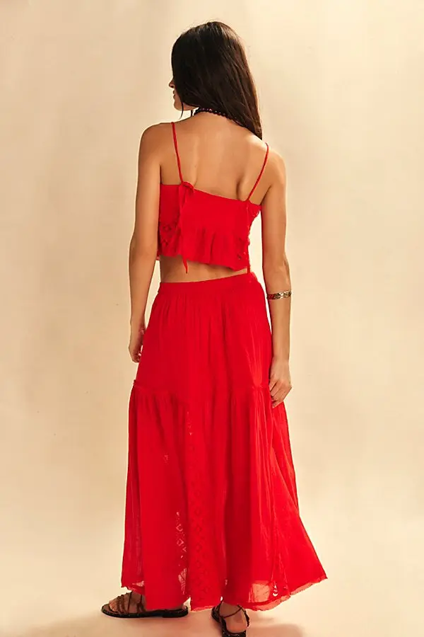 Free People Aimee Skirt Set - Red Convertible