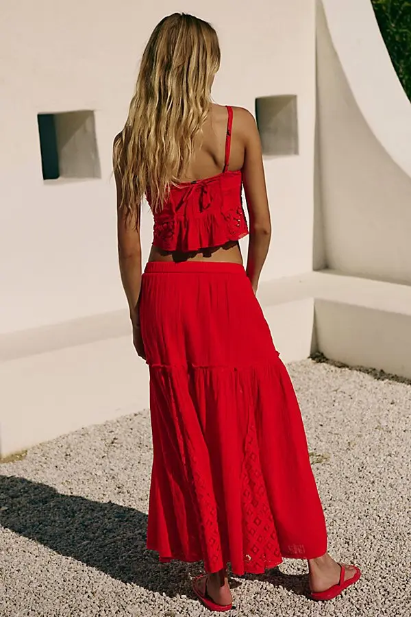 Free People Aimee Skirt Set - Red Convertible