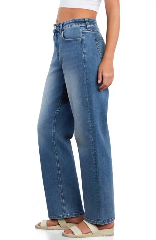 HINT OF BLU Cuffed Mid Rise Boyfriend Jeans - Ace Blue