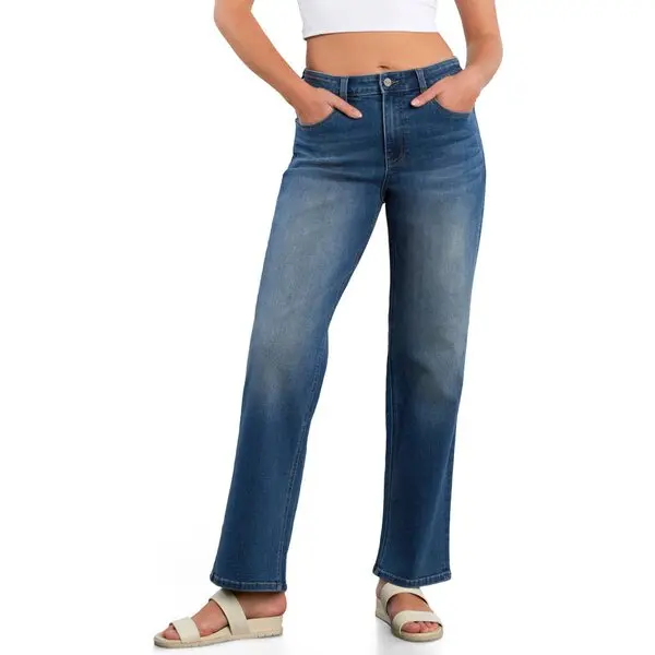 HINT OF BLU Cuffed Mid Rise Boyfriend Jeans - Atlas Blue