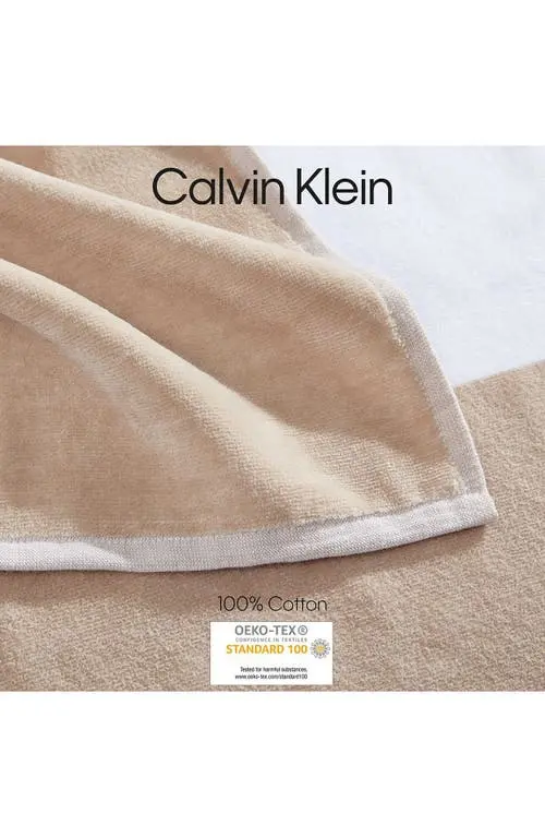 Calvin Klein Poolside Yarn Dye 2-piece Beach Towel Set - Fawn/white