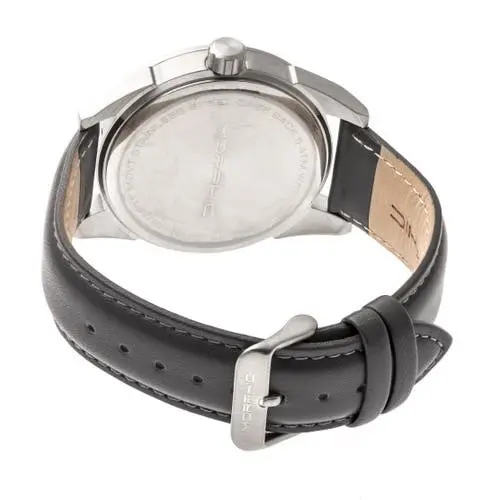 MORPHIC Leather Strap Watch - Silver/black